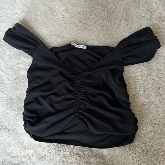 Zara | Tops | Zara Ruched Crop Top | Poshmark